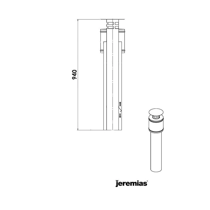 Terminal vertical h-940mm double paroi concentrique GAZ - Jeremias